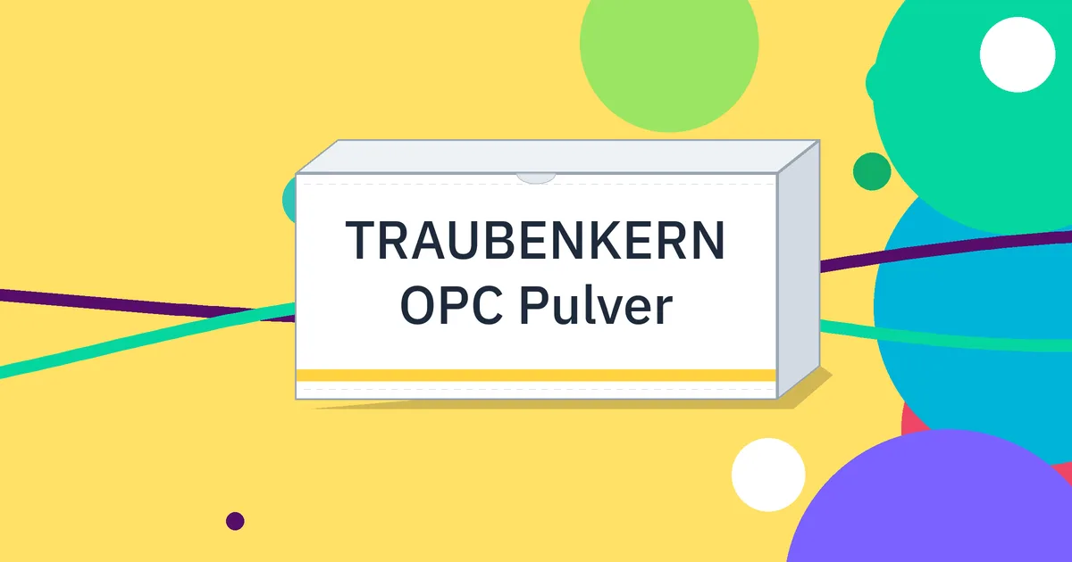 Symbolbild: Packung mit der Aufschrift TRAUBENKERN OPC Pulver (PZN 11863247) – Verfügbarkeit und Bezug in Apotheken in Frankfurt am Main