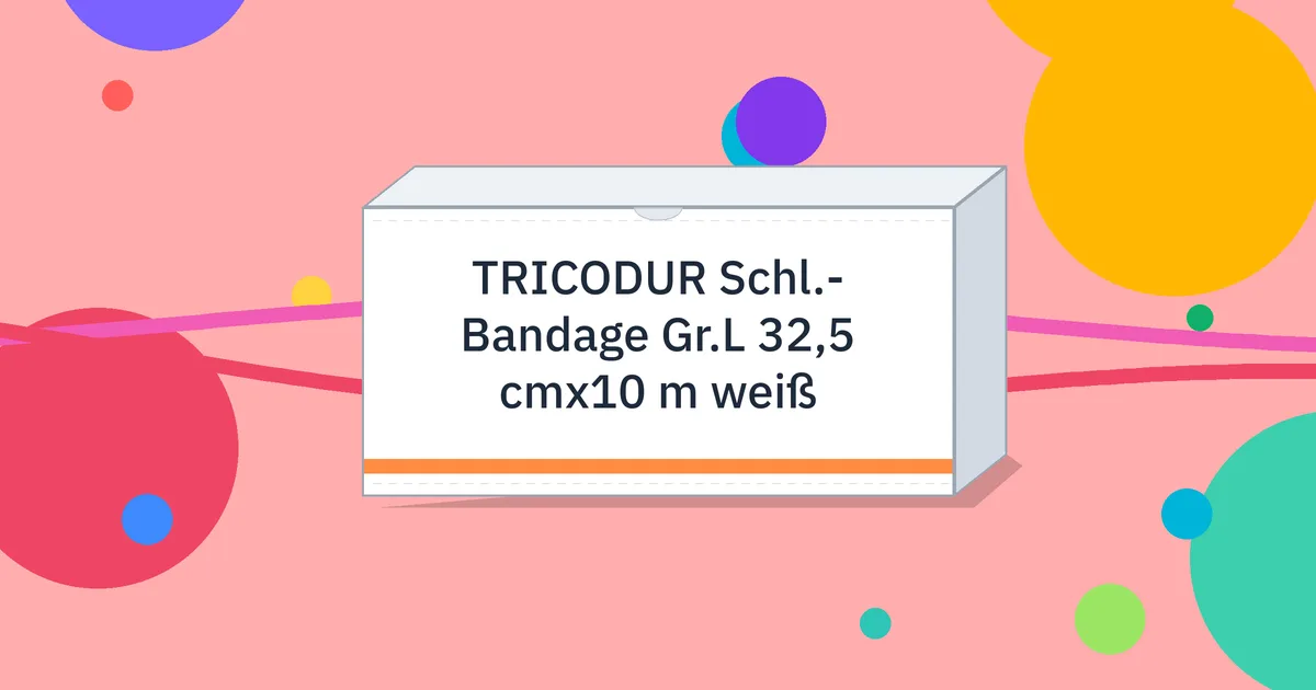 Symbolbild: Packung mit der Aufschrift TRICODUR Schl.-Bandage Gr.L 32,5 cmx10 m weiß (PZN 02154078) – Verfügbarkeit und Bezug in Apotheken in Frankfurt am Main