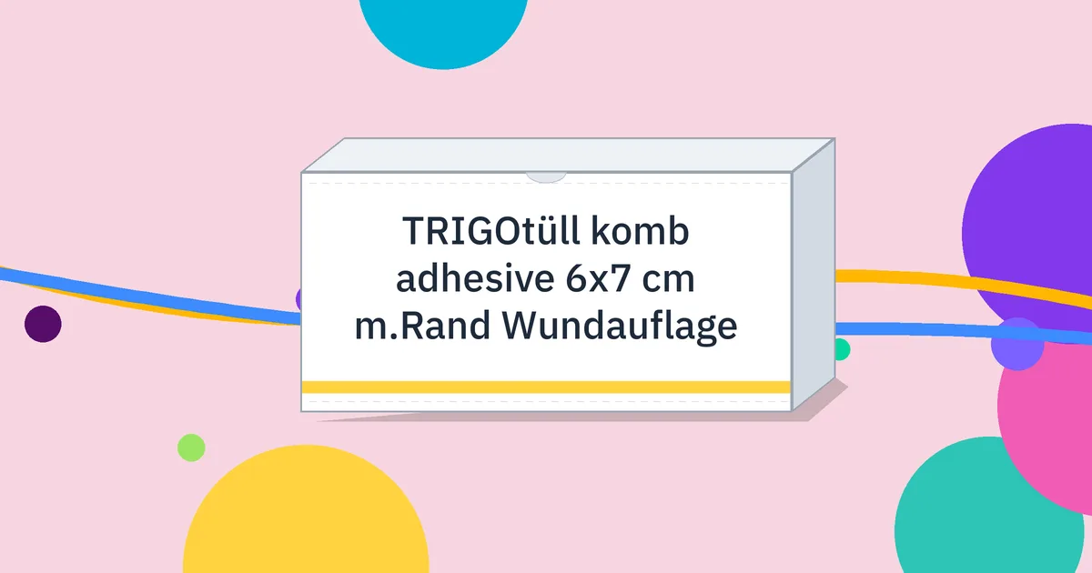 Symbolbild: Packung mit der Aufschrift TRIGOtüll komb adhesive 6x7 cm m.Rand Wundauflage (PZN 20343067) – Verfügbarkeit und Bezug in Apotheken in Frankfurt am Main