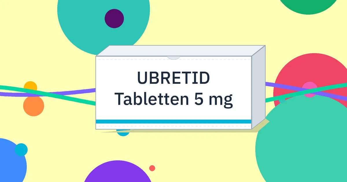 Symbolbild: Packung mit der Aufschrift UBRETID Tabletten 5 mg (PZN 18874403) – Verfügbarkeit und Bezug in Apotheken in Frankfurt am Main