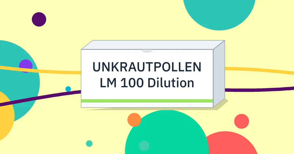 Symbolbild: Packung mit der Aufschrift UNKRAUTPOLLEN LM 100 Dilution (PZN 13256089) – Verfügbarkeit und Bezug in Apotheken in Frankfurt am Main