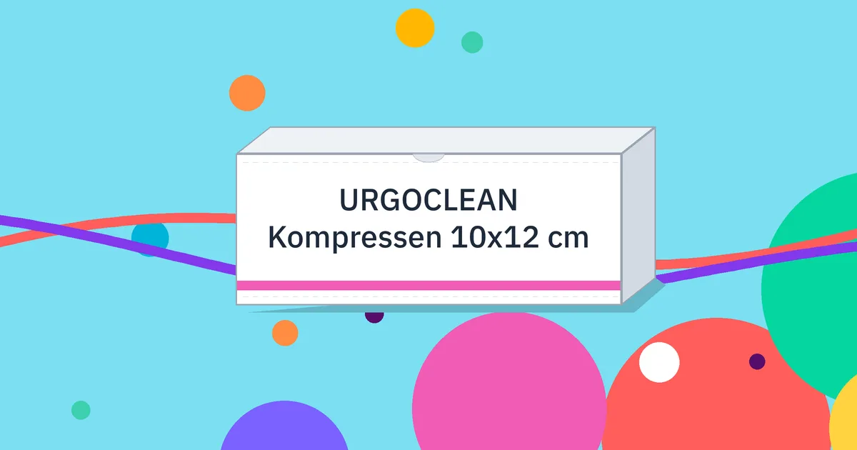 Symbolbild: Packung mit der Aufschrift URGOCLEAN Kompressen 10x12 cm (PZN 19873713) – Verfügbarkeit und Bezug in Apotheken in Frankfurt am Main