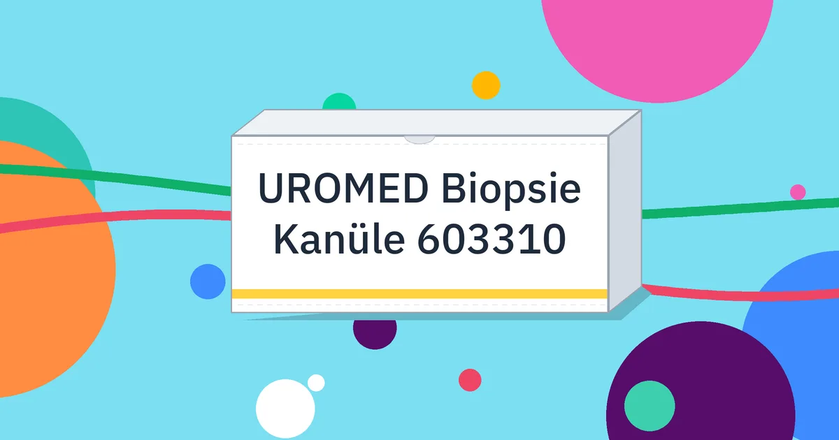 Symbolbild: Packung mit der Aufschrift UROMED Biopsie Kanüle 603310 (PZN 10397932) – Verfügbarkeit und Bezug in Apotheken in Frankfurt am Main