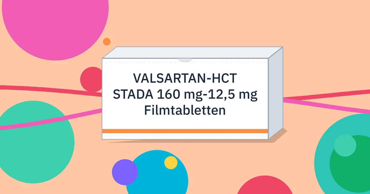 Symbolbild: Packung mit der Aufschrift VALSARTAN-HCT STADA 160 mg-12,5 mg Filmtabletten (PZN 07778429) – Verfügbarkeit und Bezug in Apotheken in Frankfurt am Main