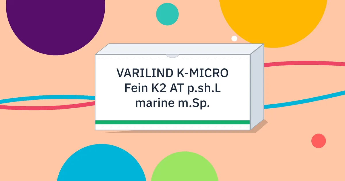 Symbolbild: Packung mit der Aufschrift VARILIND K-MICRO Fein K2 AT p.sh.L marine m.Sp. (PZN 20553422) – Verfügbarkeit und Bezug in Apotheken in Frankfurt am Main