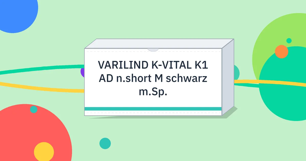 Symbolbild: Packung mit der Aufschrift VARILIND K-VITAL K1 AD n.short M schwarz m.Sp. (PZN 20566583) – Verfügbarkeit und Bezug in Apotheken in Frankfurt am Main