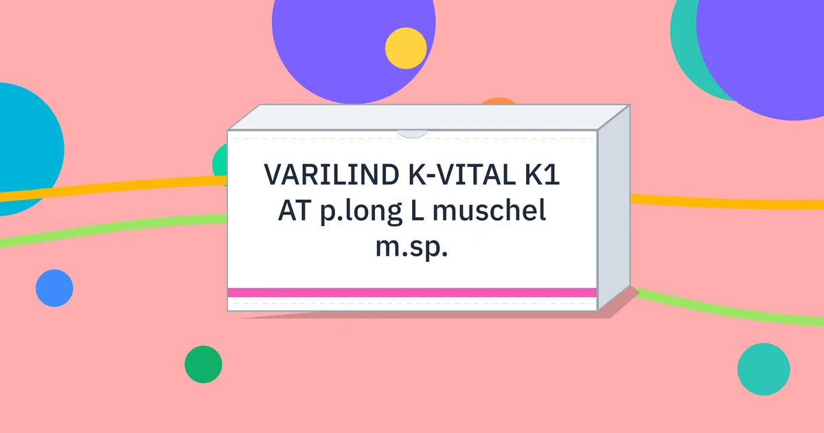 Symbolbild: Packung mit der Aufschrift VARILIND K-VITAL K1 AT p.long L muschel m.sp. (PZN 20560847) – Verfügbarkeit und Bezug in Apotheken in Frankfurt am Main