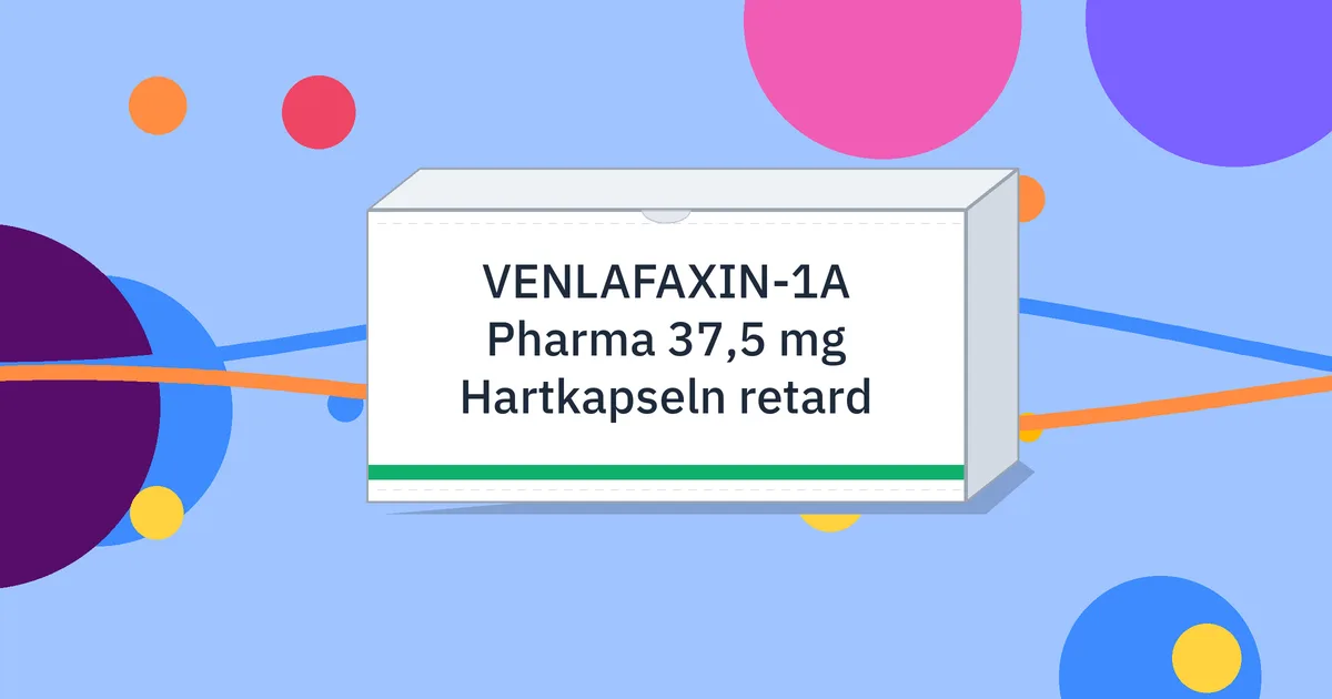 Symbolbild: Packung mit der Aufschrift VENLAFAXIN-1A Pharma 37,5 mg Hartkapseln retard (PZN 15423901) – Verfügbarkeit und Bezug in Apotheken in Frankfurt am Main
