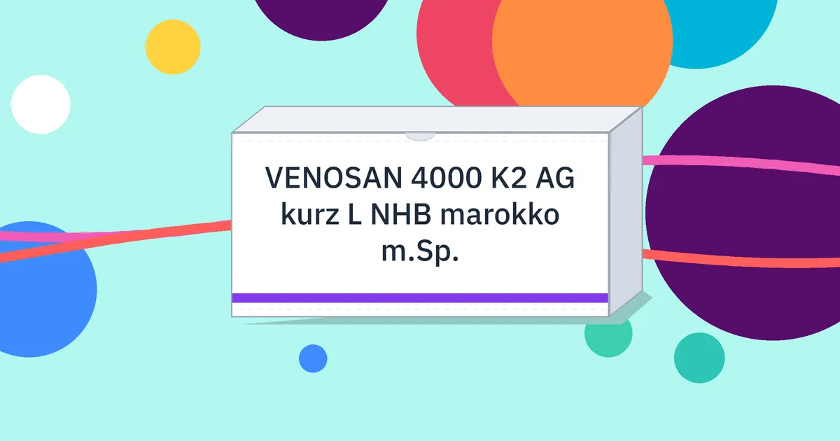 Symbolbild: Packung mit der Aufschrift VENOSAN 4000 K2 AG kurz L NHB marokko m.Sp. (PZN 14426240) – Verfügbarkeit und Bezug in Apotheken in Frankfurt am Main