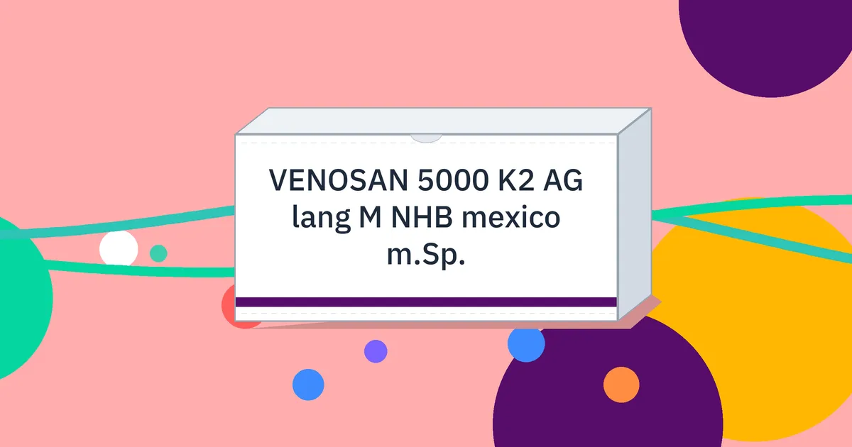 Symbolbild: Packung mit der Aufschrift VENOSAN 5000 K2 AG lang M NHB mexico m.Sp. (PZN 14430520) – Verfügbarkeit und Bezug in Apotheken in Frankfurt am Main