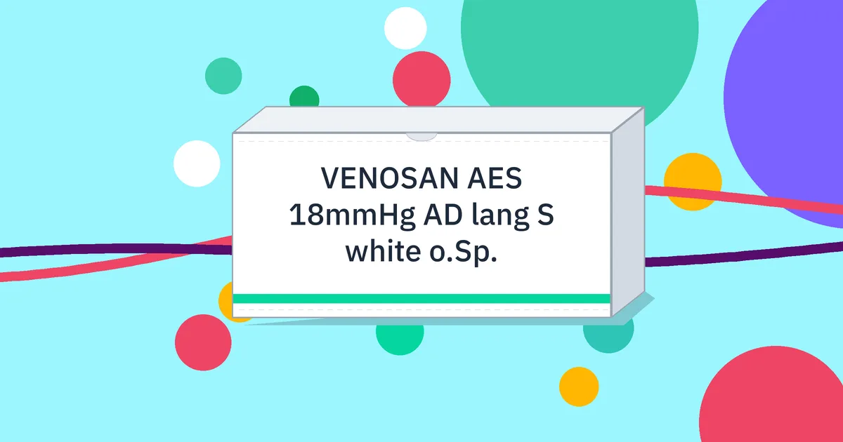 Symbolbild: Packung mit der Aufschrift VENOSAN AES 18mmHg AD lang S white o.Sp. (PZN 15298689) – Verfügbarkeit und Bezug in Apotheken in Frankfurt am Main