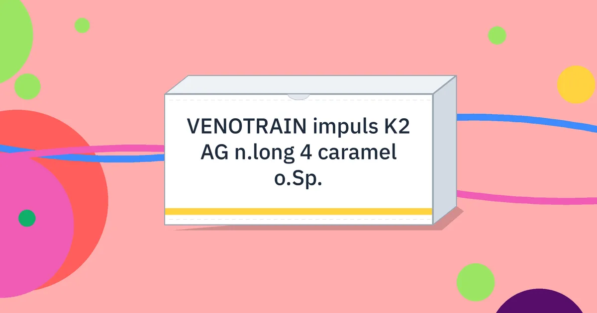 Symbolbild: Packung mit der Aufschrift VENOTRAIN impuls K2 AG n.long 4 caramel o.Sp. (PZN 08420457) – Verfügbarkeit und Bezug in Apotheken in Frankfurt am Main