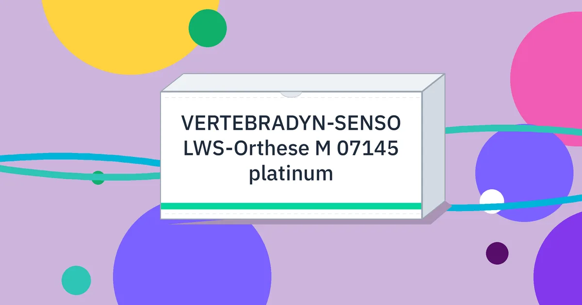 Symbolbild: Packung mit der Aufschrift VERTEBRADYN-SENSO LWS-Orthese M 07145 platinum (PZN 05542823) – Verfügbarkeit und Bezug in Apotheken in Frankfurt am Main