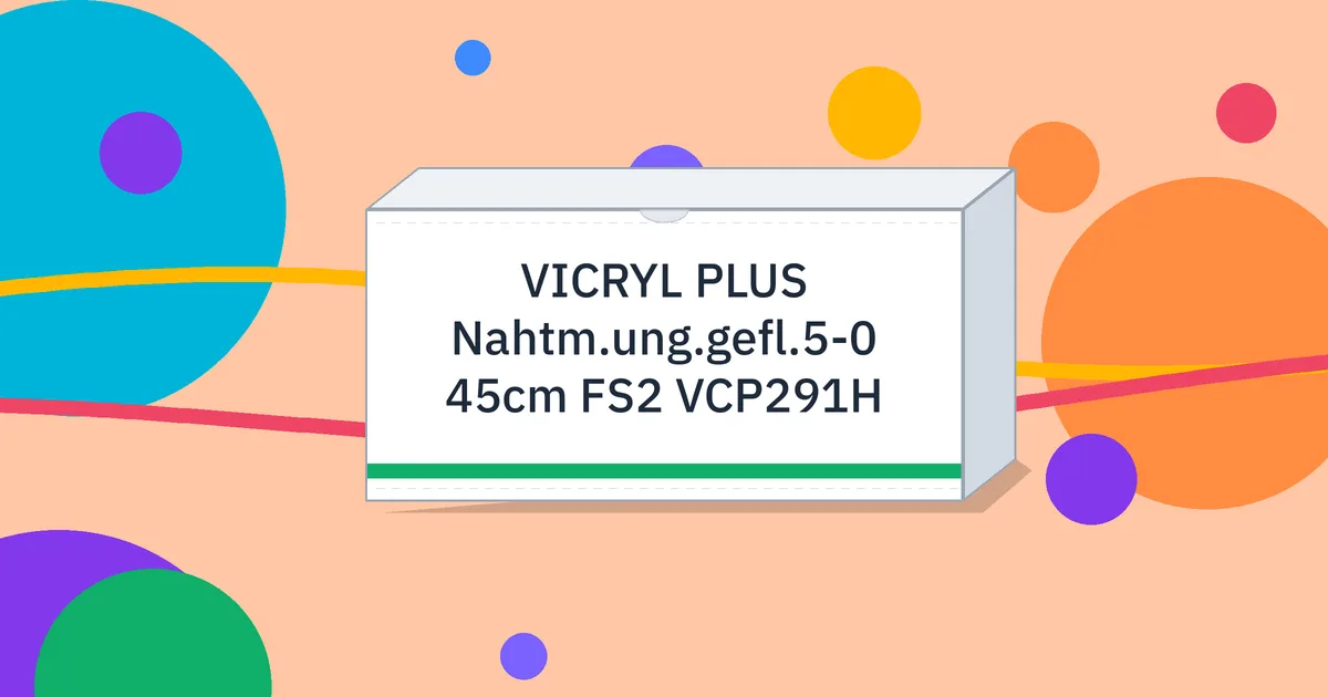 Symbolbild: Packung mit der Aufschrift VICRYL PLUS Nahtm.ung.gefl.5-0 45cm FS2 VCP291H (PZN 16810184) – Verfügbarkeit und Bezug in Apotheken in Frankfurt am Main