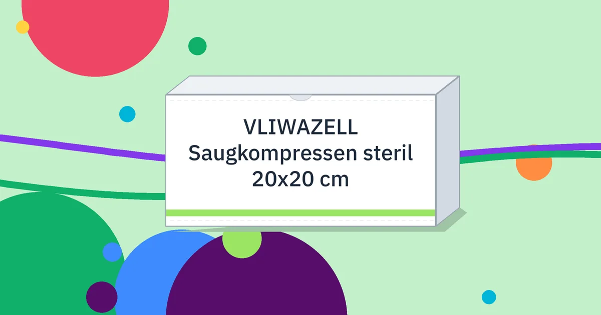 Symbolbild: Packung mit der Aufschrift VLIWAZELL Saugkompressen steril 20x20 cm (PZN 19144517) – Verfügbarkeit und Bezug in Apotheken in Frankfurt am Main