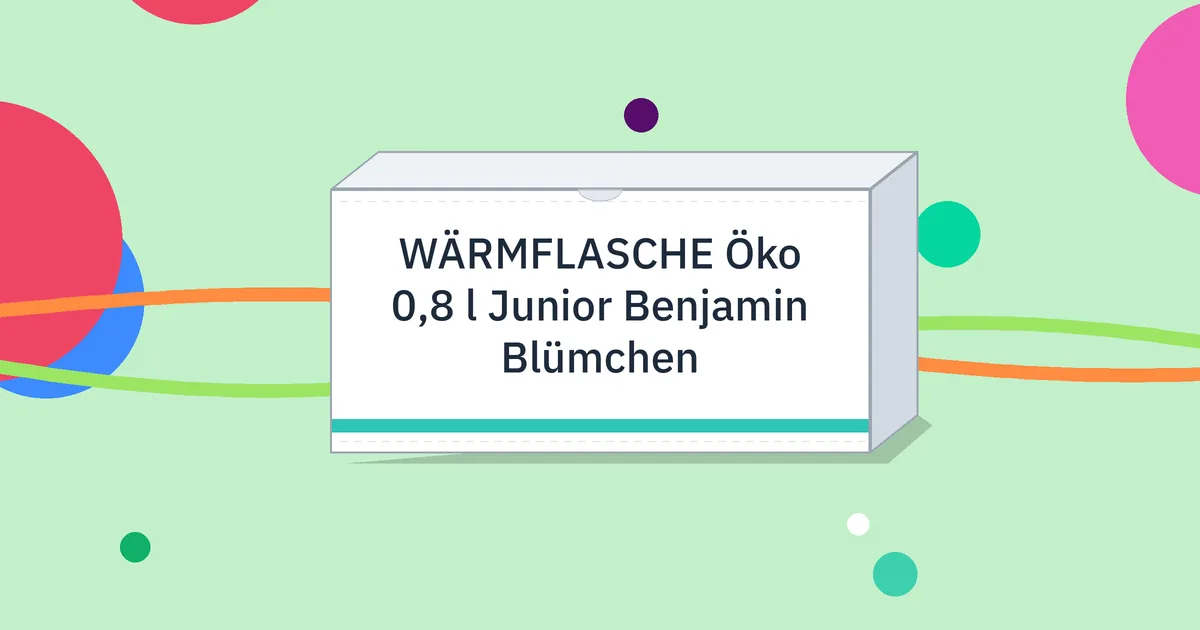 Symbolbild: Packung mit der Aufschrift WÄRMFLASCHE Öko 0,8 l Junior Benjamin Blümchen (PZN 18251033) – Verfügbarkeit und Bezug in Apotheken in Frankfurt am Main