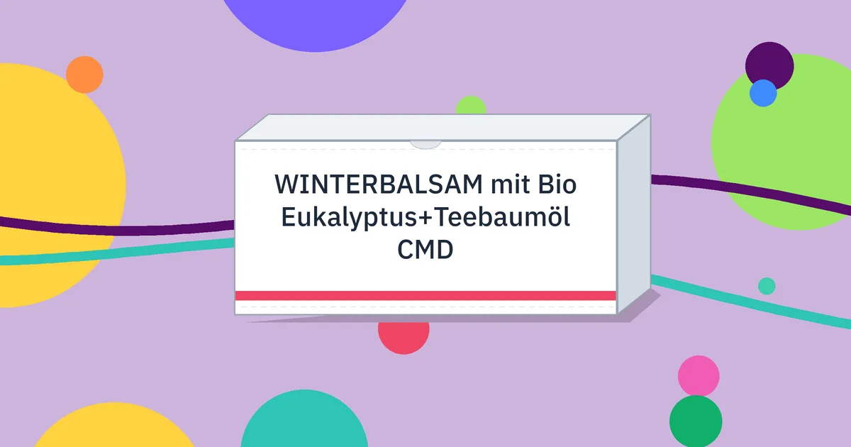 Symbolbild: Packung mit der Aufschrift WINTERBALSAM mit Bio Eukalyptus+Teebaumöl CMD (PZN 10034158) – Verfügbarkeit und Bezug in Apotheken in Frankfurt am Main