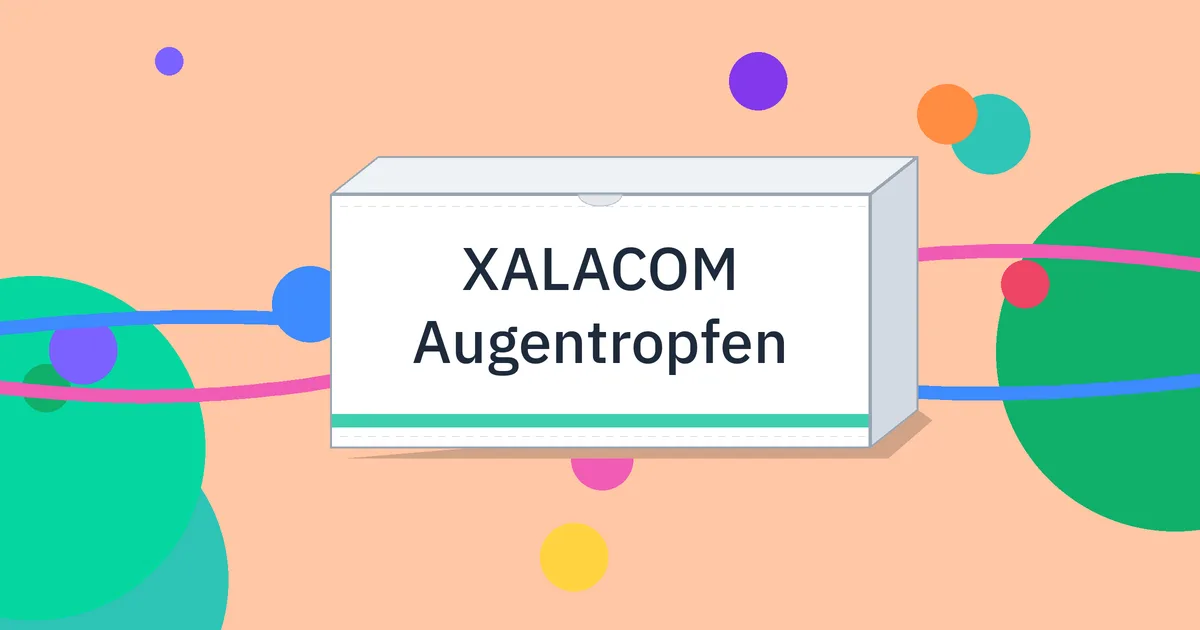 Symbolbild: Packung mit der Aufschrift XALACOM Augentropfen (PZN 20045186) – Verfügbarkeit und Bezug in Apotheken in Frankfurt am Main