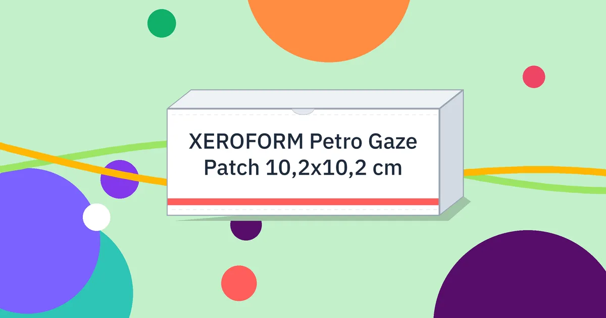 Symbolbild: Packung mit der Aufschrift XEROFORM Petro Gaze Patch 10,2x10,2 cm (PZN 20578221) – Verfügbarkeit und Bezug in Apotheken in Frankfurt am Main