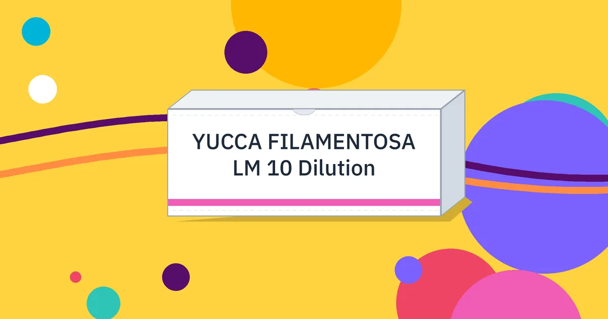 Symbolbild: Packung mit der Aufschrift YUCCA FILAMENTOSA LM 10 Dilution (PZN 13288698) – Verfügbarkeit und Bezug in Apotheken in Frankfurt am Main
