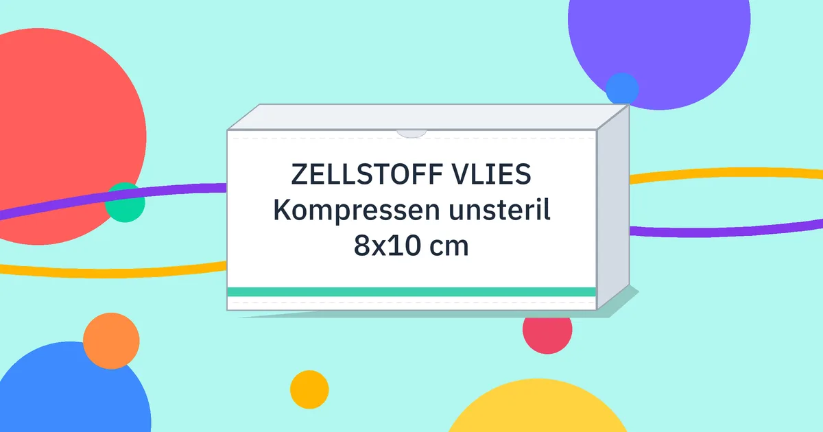 Symbolbild: Packung mit der Aufschrift ZELLSTOFF VLIES Kompressen unsteril 8x10 cm (PZN 04082555) – Verfügbarkeit und Bezug in Apotheken in Frankfurt am Main