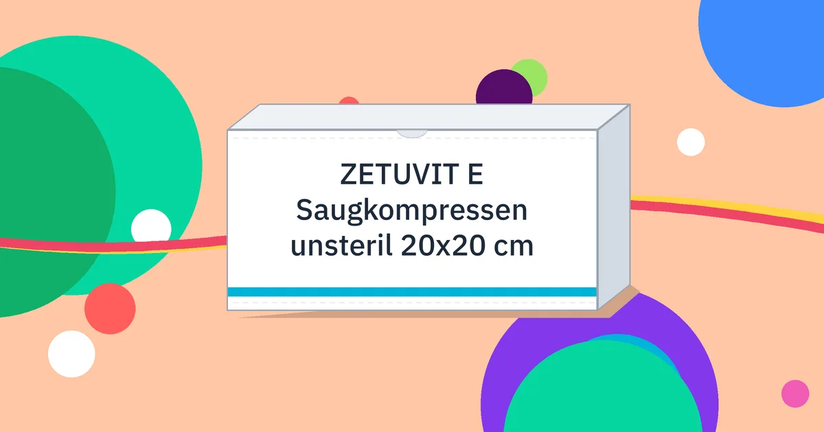 Symbolbild: Packung mit der Aufschrift ZETUVIT E Saugkompressen unsteril 20x20 cm (PZN 18774222) – Verfügbarkeit und Bezug in Apotheken in Frankfurt am Main