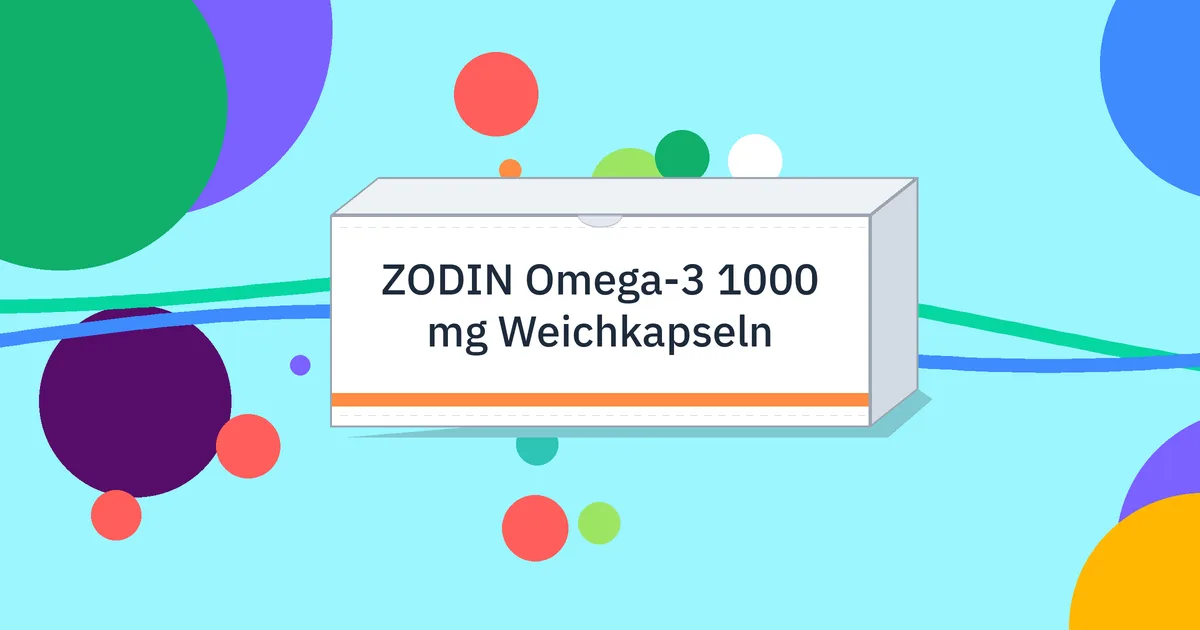 Symbolbild: Packung mit der Aufschrift ZODIN Omega-3 1000 mg Weichkapseln (PZN 16329825) – Verfügbarkeit und Bezug in Apotheken in Frankfurt am Main