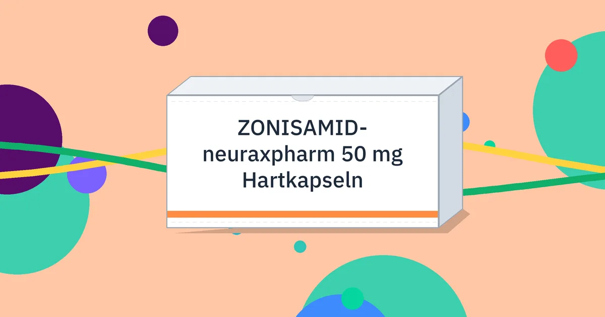 Symbolbild: Packung mit der Aufschrift ZONISAMID-neuraxpharm 50 mg Hartkapseln (PZN 13233562) – Verfügbarkeit und Bezug in Apotheken in Frankfurt am Main