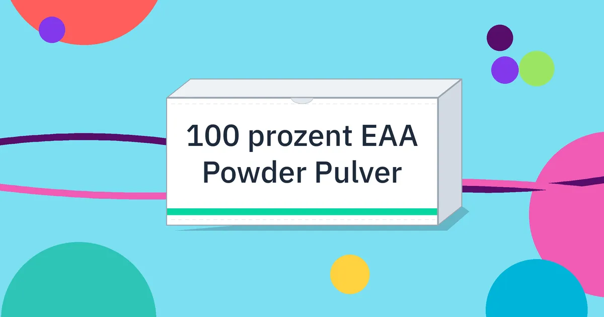 Symbolbild: Packung mit der Aufschrift 100 prozent EAA Powder Pulver (PZN 11279399) – Verfügbarkeit und Bezug in Apotheken in Frankfurt am Main