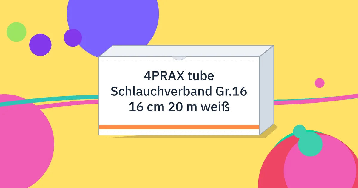 Symbolbild: Packung mit der Aufschrift 4PRAX tube Schlauchverband Gr.16 16 cm 20 m weiß (PZN 20230819) – Verfügbarkeit und Bezug in Apotheken in Frankfurt am Main