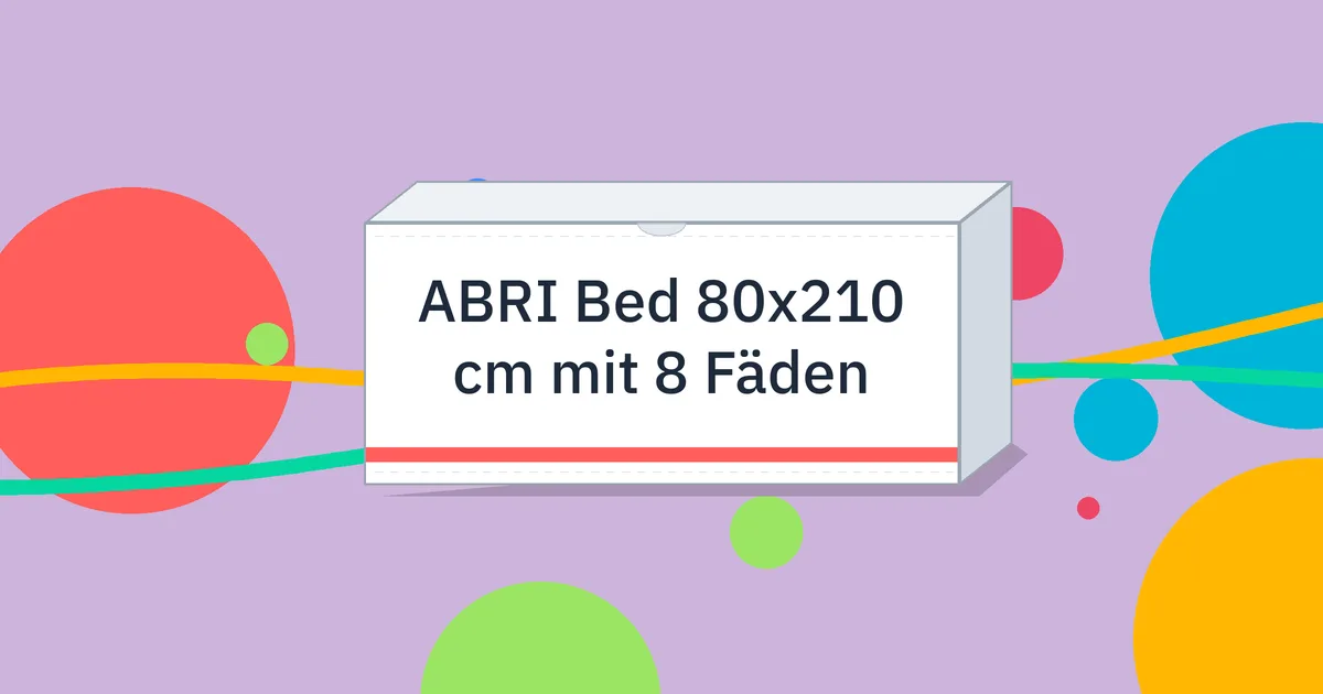 Symbolbild: Packung mit der Aufschrift ABRI Bed 80x210 cm mit 8 Fäden (PZN 09202030) – Verfügbarkeit und Bezug in Apotheken in Frankfurt am Main