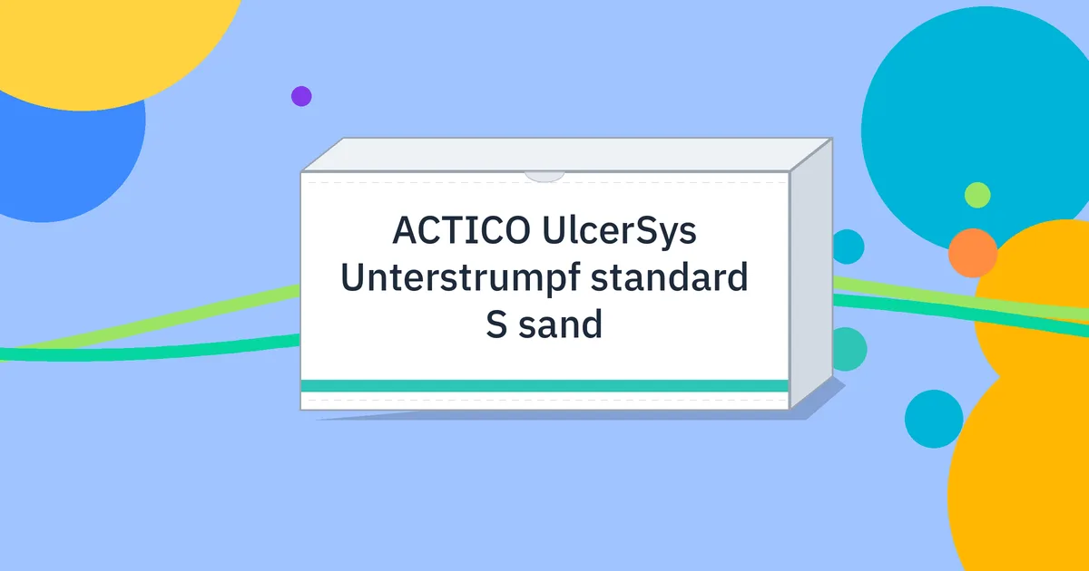 Symbolbild: Packung mit der Aufschrift ACTICO UlcerSys Unterstrumpf standard S sand (PZN 12544886) – Verfügbarkeit und Bezug in Apotheken in Frankfurt am Main