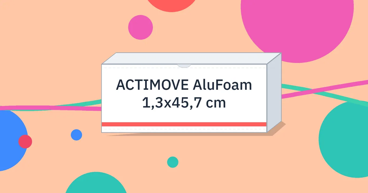 Symbolbild: Packung mit der Aufschrift ACTIMOVE AluFoam 1,3x45,7 cm (PZN 06913747) – Verfügbarkeit und Bezug in Apotheken in Frankfurt am Main