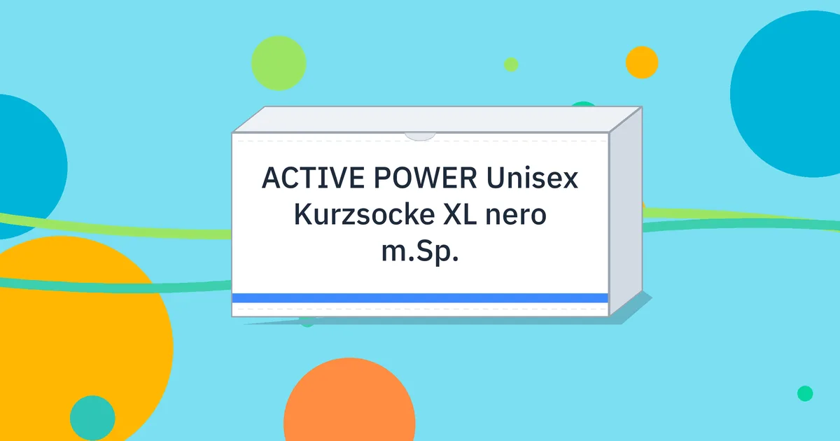 Symbolbild: Packung mit der Aufschrift ACTIVE POWER Unisex Kurzsocke XL nero m.Sp. (PZN 16194495) – Verfügbarkeit und Bezug in Apotheken in Frankfurt am Main
