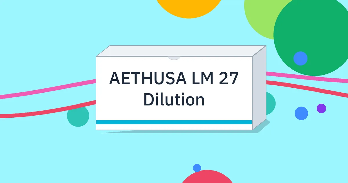 Symbolbild: Packung mit der Aufschrift AETHUSA LM 27 Dilution (PZN 12756016) – Verfügbarkeit und Bezug in Apotheken in Frankfurt am Main