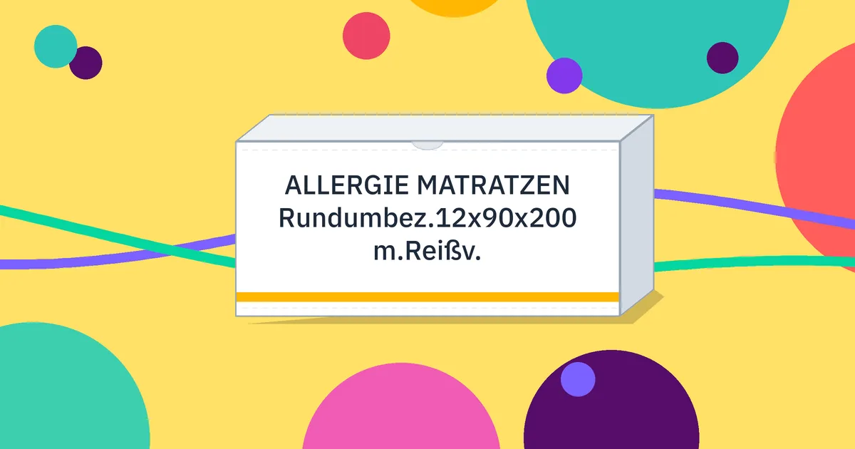 Symbolbild: Packung mit der Aufschrift ALLERGIE MATRATZEN Rundumbez.12x90x200 m.Reißv. (PZN 03393827) – Verfügbarkeit und Bezug in Apotheken in Frankfurt am Main