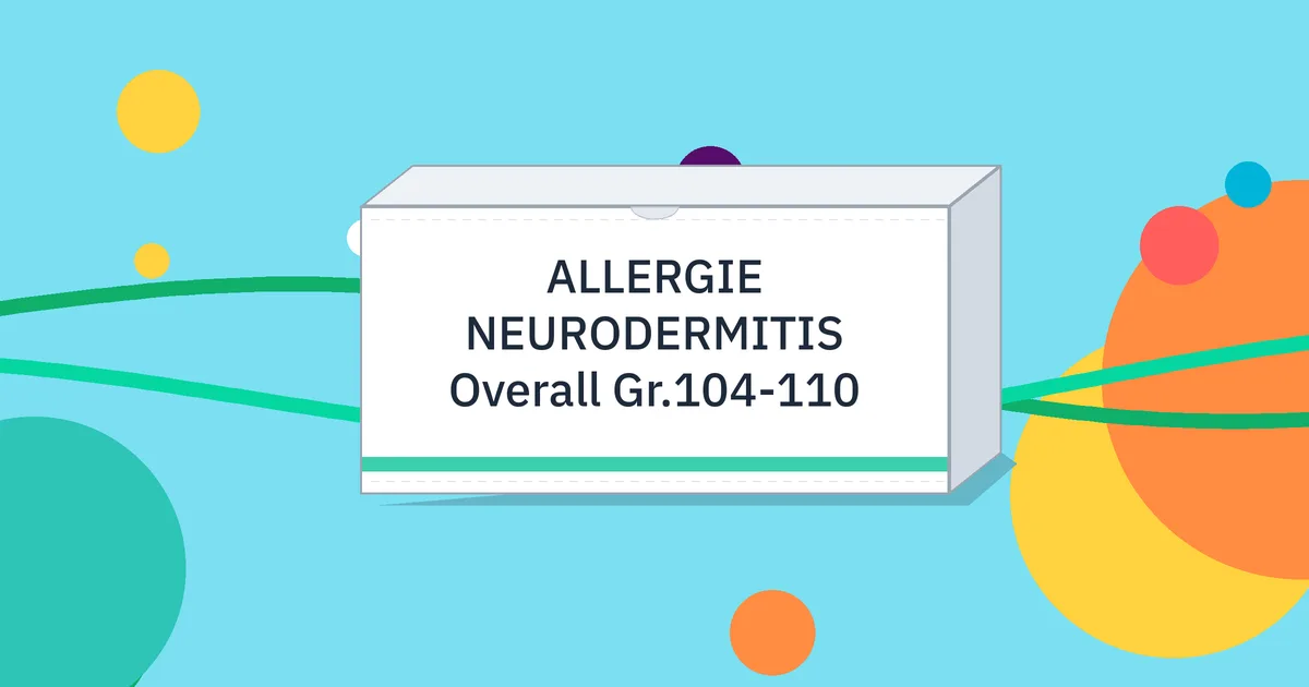 Symbolbild: Packung mit der Aufschrift ALLERGIE NEURODERMITIS Overall Gr.104-110 (PZN 01687559) – Verfügbarkeit und Bezug in Apotheken in Frankfurt am Main