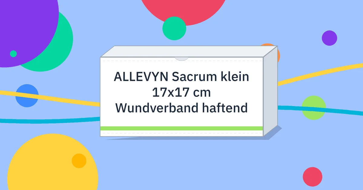Symbolbild: Packung mit der Aufschrift ALLEVYN Sacrum klein 17x17 cm Wundverband haftend (PZN 12450808) – Verfügbarkeit und Bezug in Apotheken in Frankfurt am Main