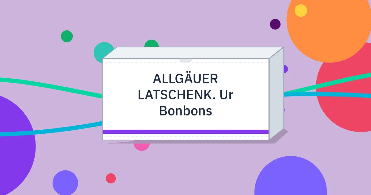 Symbolbild: Packung mit der Aufschrift ALLGÄUER LATSCHENK. Ur Bonbons (PZN 16943608) – Verfügbarkeit und Bezug in Apotheken in Frankfurt am Main
