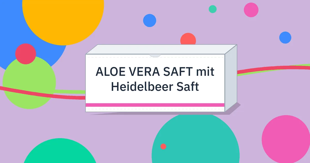 Symbolbild: Packung mit der Aufschrift ALOE VERA SAFT mit Heidelbeer Saft (PZN 08446126) – Verfügbarkeit und Bezug in Apotheken in Frankfurt am Main