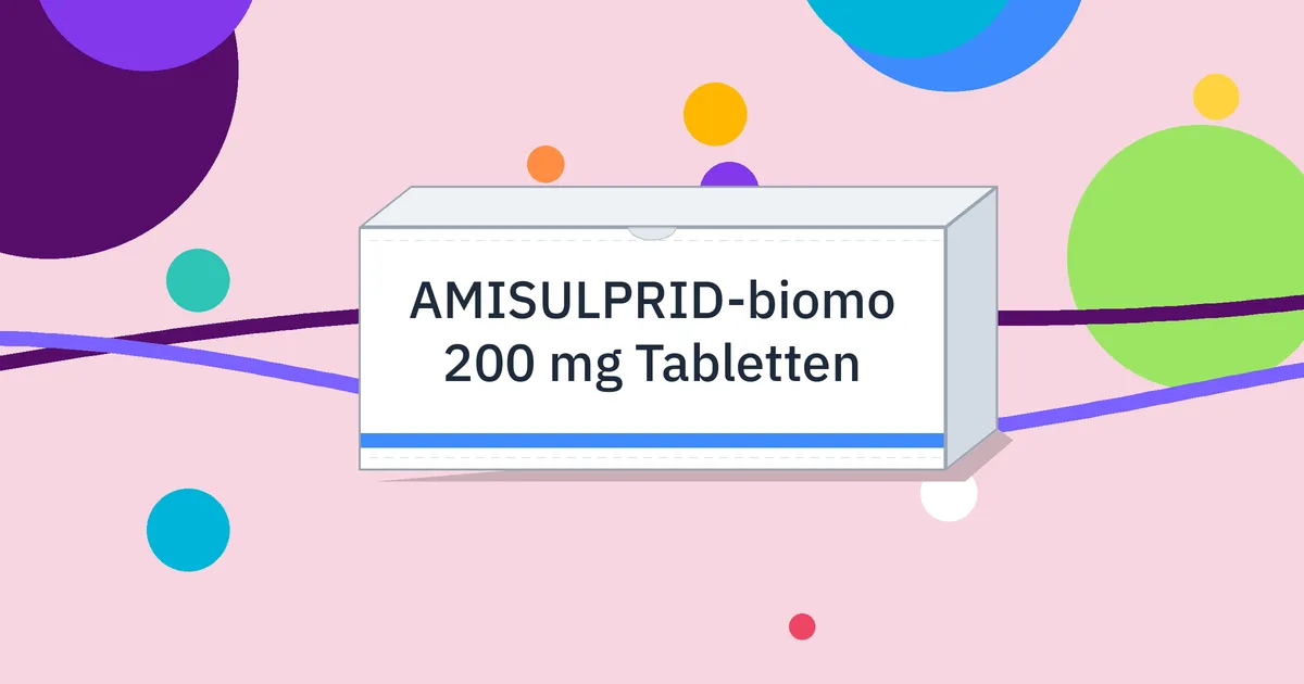 Symbolbild: Packung mit der Aufschrift AMISULPRID-biomo 200 mg Tabletten (PZN 04817301) – Verfügbarkeit und Bezug in Apotheken in Frankfurt am Main
