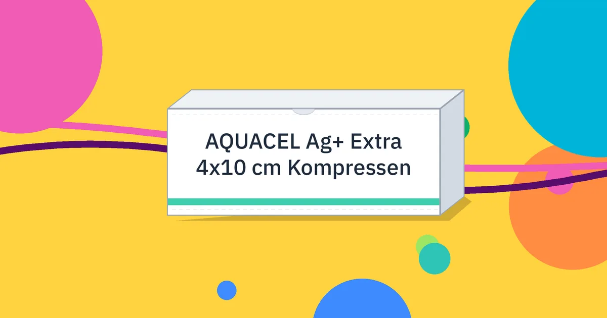 Symbolbild: Packung mit der Aufschrift AQUACEL Ag+ Extra 4x10 cm Kompressen (PZN 17909619) – Verfügbarkeit und Bezug in Apotheken in Frankfurt am Main