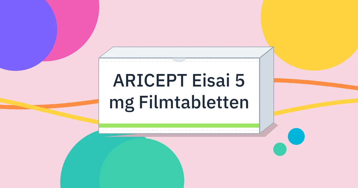 Symbolbild: Packung mit der Aufschrift ARICEPT Eisai 5 mg Filmtabletten (PZN 08490535) – Verfügbarkeit und Bezug in Apotheken in Frankfurt am Main