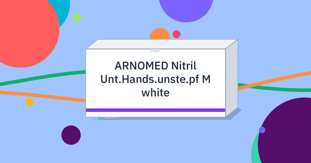 Symbolbild: Packung mit der Aufschrift ARNOMED Nitril Unt.Hands.unste.pf M white (PZN 13699415) – Verfügbarkeit und Bezug in Apotheken in Frankfurt am Main