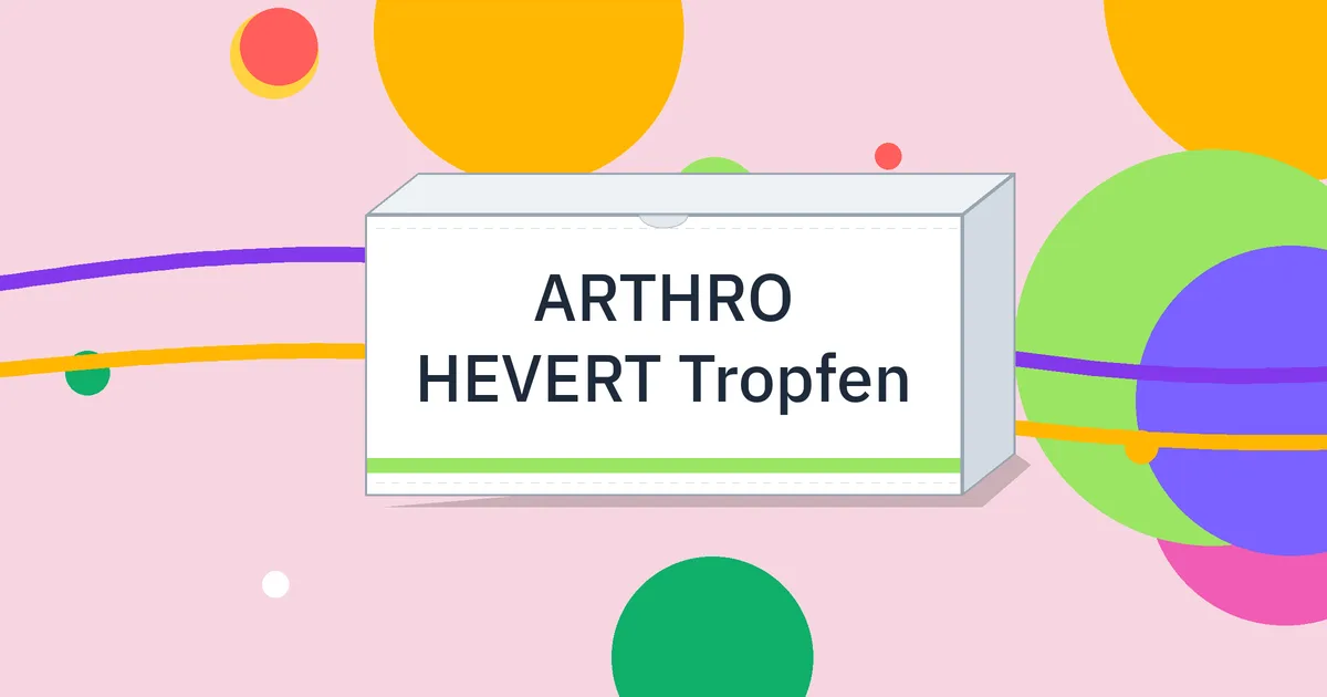 Symbolbild: Packung mit der Aufschrift ARTHRO HEVERT Tropfen (PZN 19406696) – Verfügbarkeit und Bezug in Apotheken in Frankfurt am Main