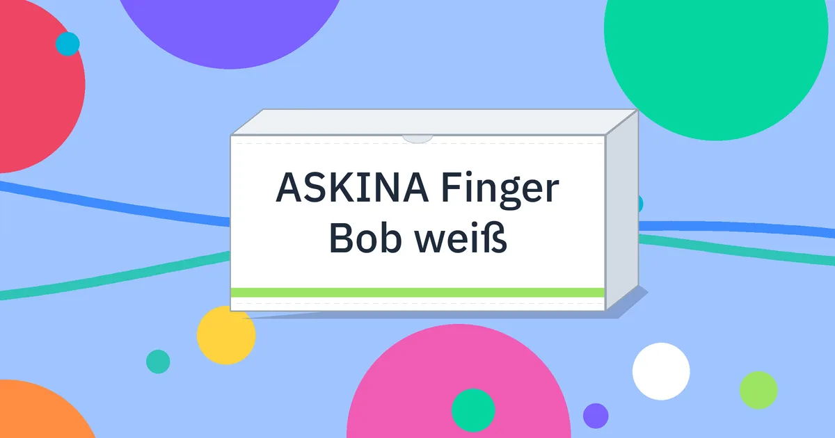 Symbolbild: Packung mit der Aufschrift ASKINA Finger Bob weiß (PZN 20056847) – Verfügbarkeit und Bezug in Apotheken in Frankfurt am Main