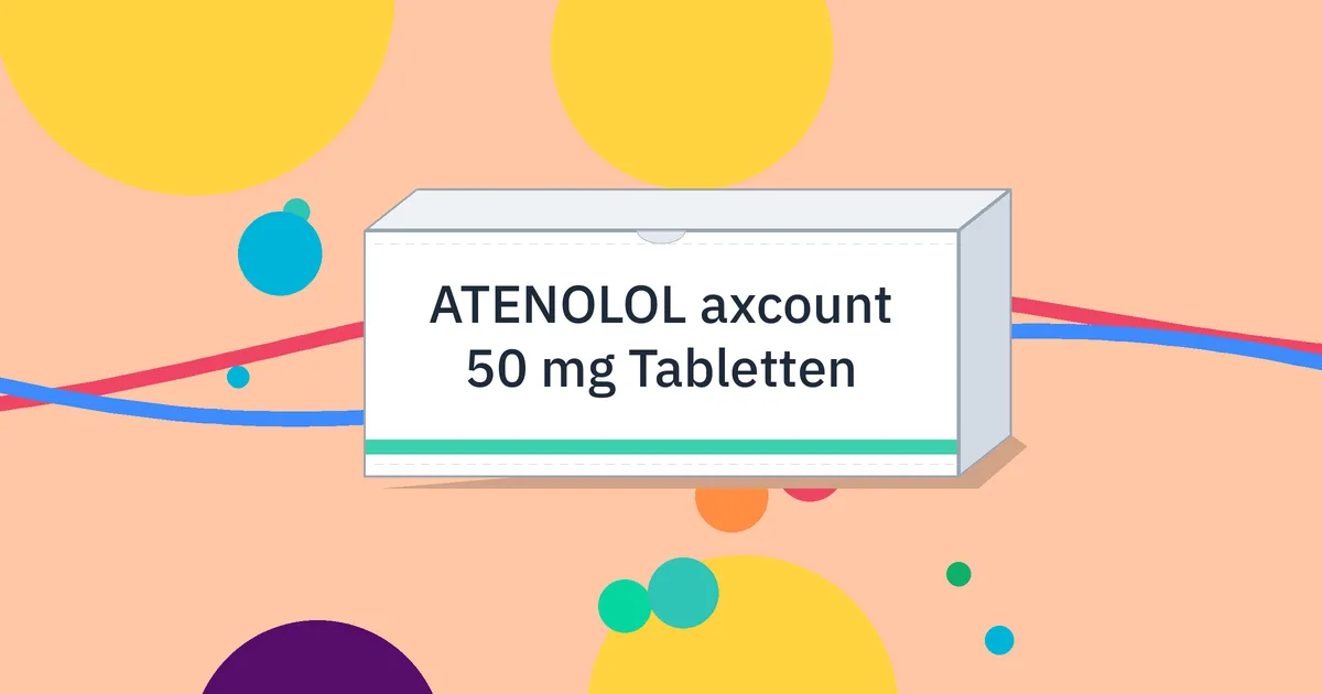 Symbolbild: Packung mit der Aufschrift ATENOLOL axcount 50 mg Tabletten (PZN 10988917) – Verfügbarkeit und Bezug in Apotheken in Frankfurt am Main