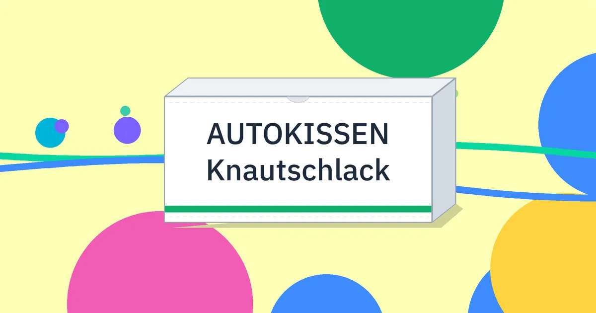 Symbolbild: Packung mit der Aufschrift AUTOKISSEN Knautschlack (PZN 01723580) – Verfügbarkeit und Bezug in Apotheken in Frankfurt am Main