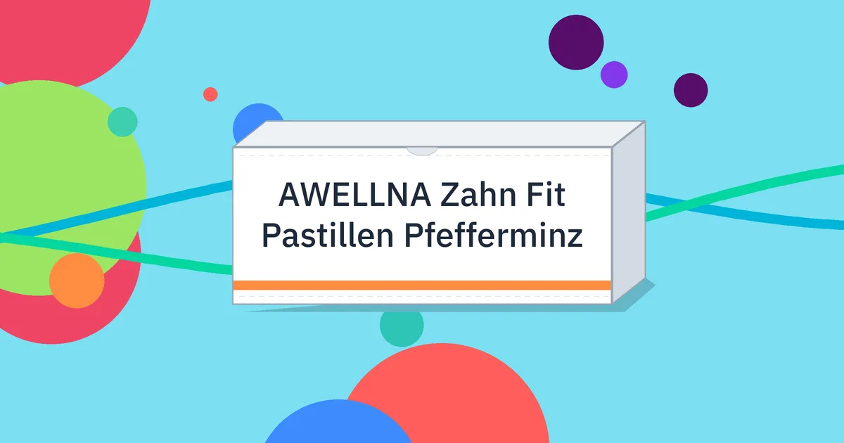 Symbolbild: Packung mit der Aufschrift AWELLNA Zahn Fit Pastillen Pfefferminz (PZN 16596621) – Verfügbarkeit und Bezug in Apotheken in Frankfurt am Main