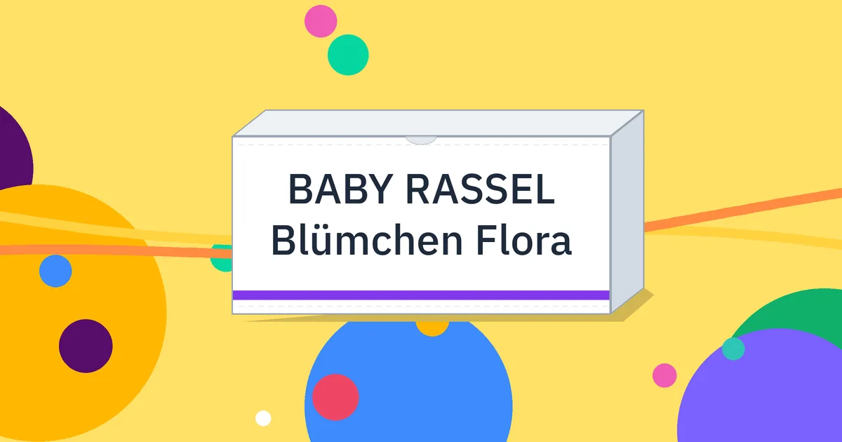 Symbolbild: Packung mit der Aufschrift BABY RASSEL Blümchen Flora (PZN 02848711) – Verfügbarkeit und Bezug in Apotheken in Frankfurt am Main